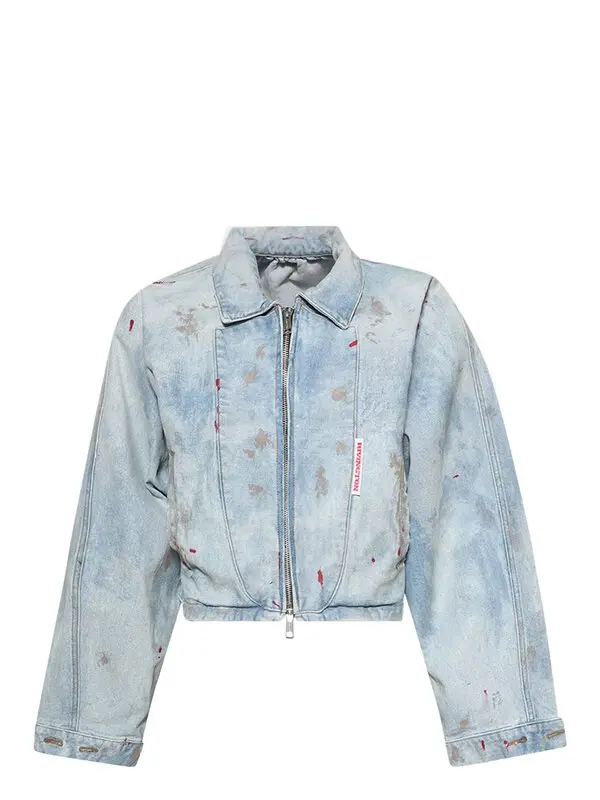 RIVINGTON ROI REBIS Painted Rose Trucker Jacket - Blue