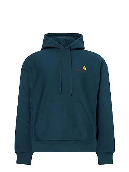 Carhartt Work In Progress Logo-embroidered Cotton Hoody - Deep Lagoon