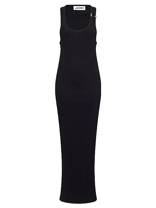 Jean Paul Gaultier Ribbed Cotton-jersey Midi Dress - Black