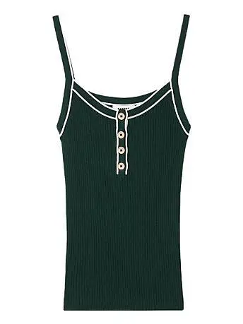 Sandro Two-tone Button-down Knitted Vest - Bottle Green