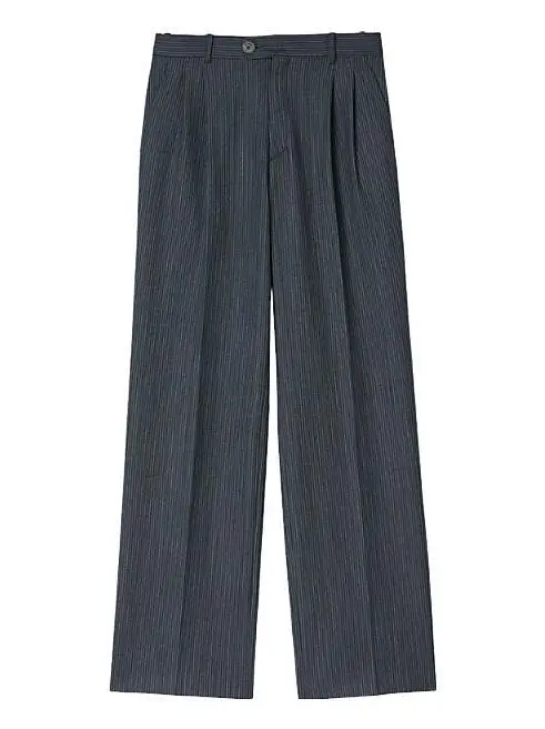 Sandro Striped Straight-leg Mid-rise Trousers - Blue