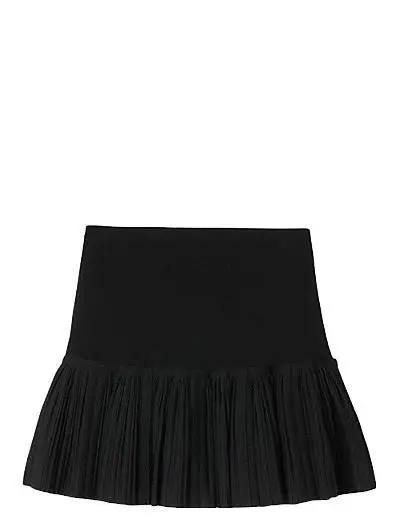 Sandro Button-embellished Pleated Mini Skirt - Black
