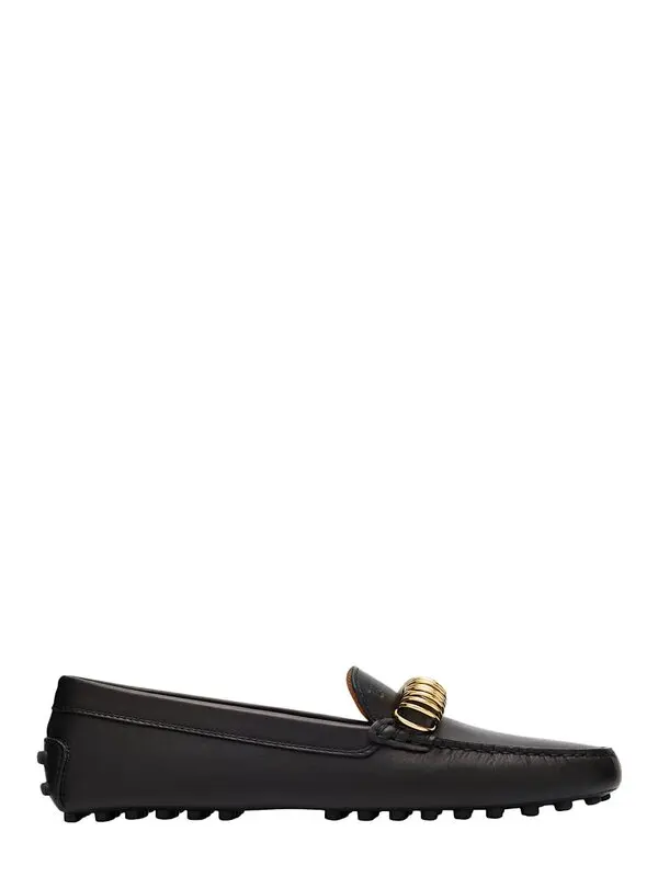 TOD'S Gommino Cavillon Leather Driver Loafers - Black