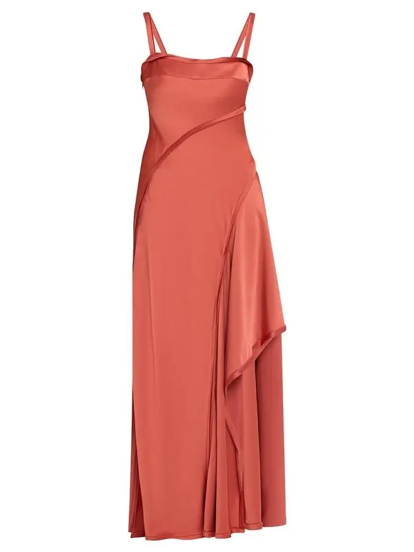 JASON WU Spiral Crepe Back Satin Bias Slip Gown - Pink Ginger
