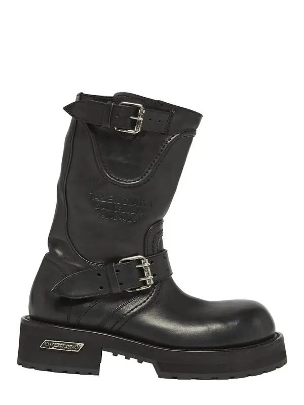 Balenciaga Venom Leather Combat Boots - Black