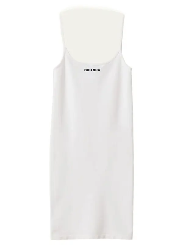 Miu Miu Scoop-neck Midi Tank Dress - F0009 Bianco