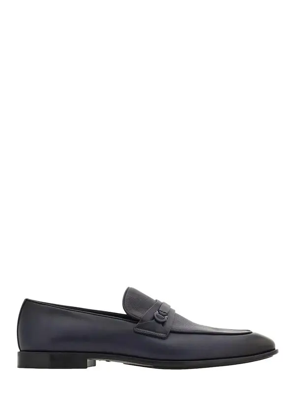 FERRAGAMO Desio Calfskin Leather Gancio Loafer - Navy