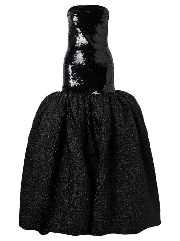DIMA AYAD Strapless Sequined Gown - Black