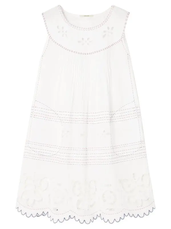 Vita Kin Cleo Pintucked Broderie Anglaise Mini Dress - White