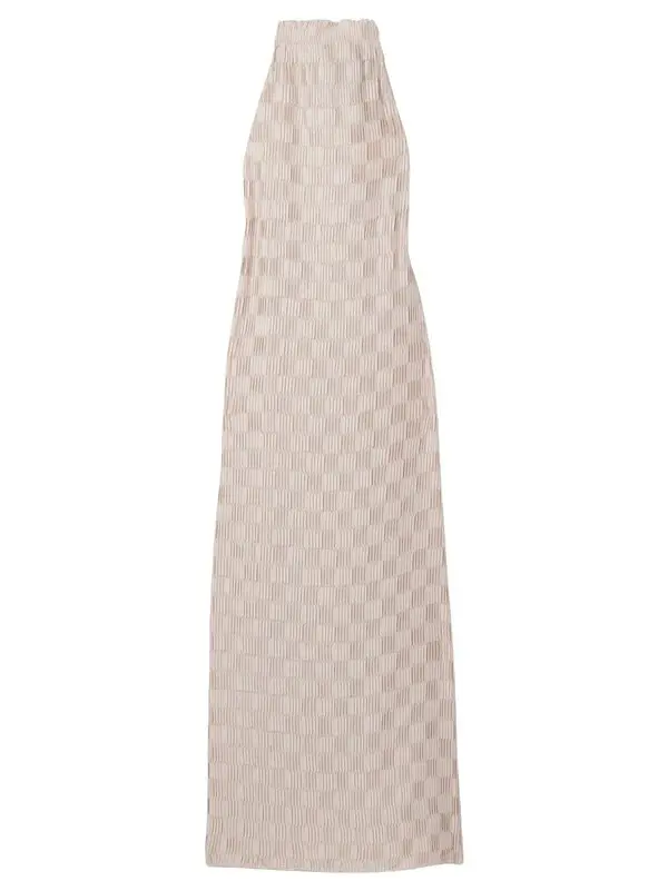DIMA AYAD Plissé-satin Maxi Dress - Ivory