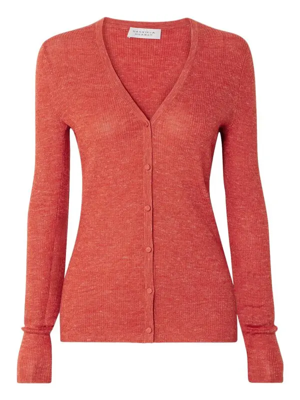 Gabriela Hearst Aiste Ribbed Cashmere-blend Cardigan - Orange