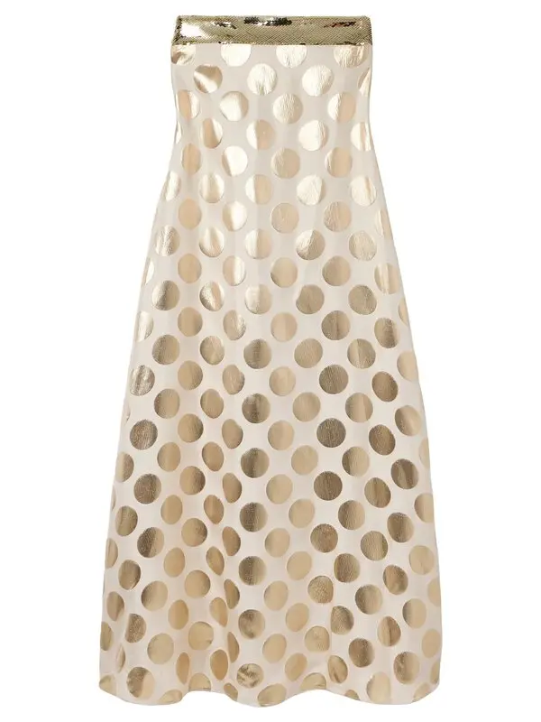 DIMA AYAD Strapless Polka-dot Brocade Gown - Gold
