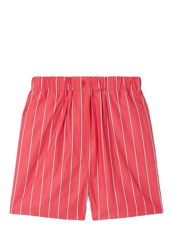 THE FRANKIE SHOP Lui Striped Cotton-poplin Shorts - Red