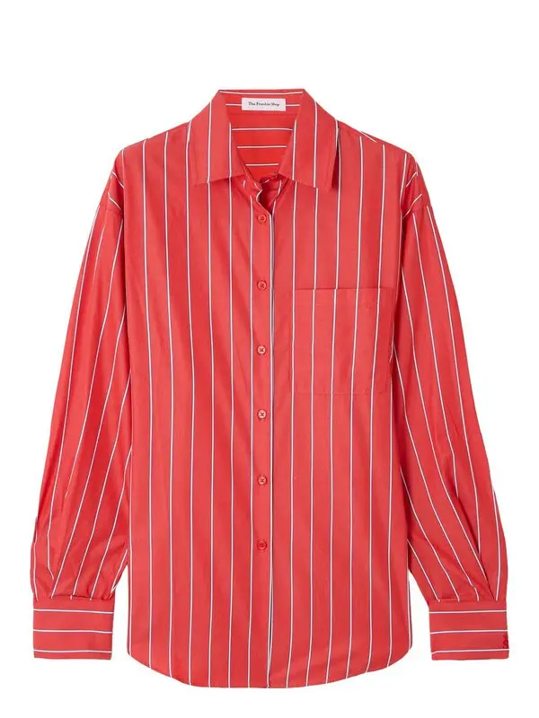 THE FRANKIE SHOP Lui Striped Cotton-poplin Shirt - Red