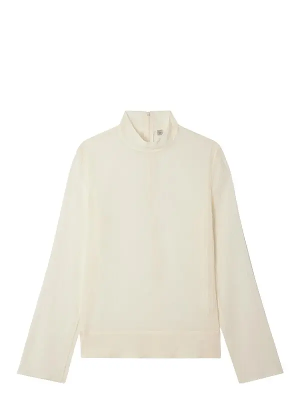 TOTEME Cotton And Silk-blend Crepon Turtleneck Blouse - Ecru