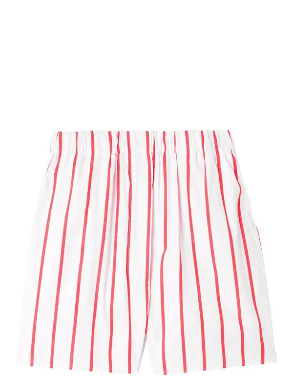 THE FRANKIE SHOP Lui Striped Cotton-poplin Shorts - White