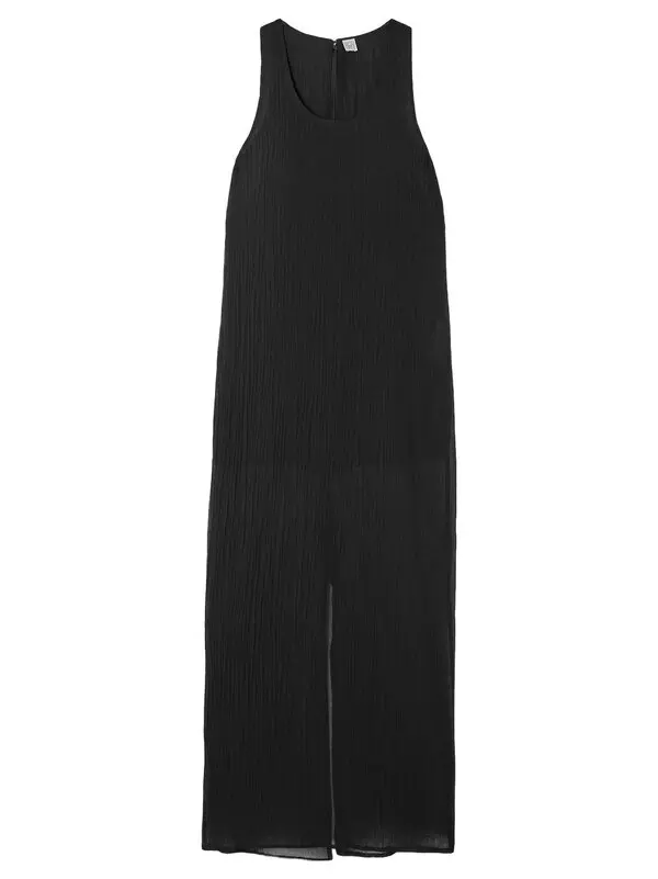 TOTÊME Cotton And Silk-blend Crepon Midi Dress - Black