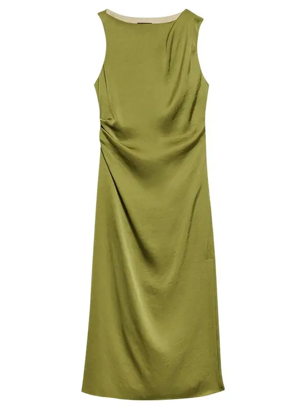 Theory Fitted Drape Midi Dress - Avocado