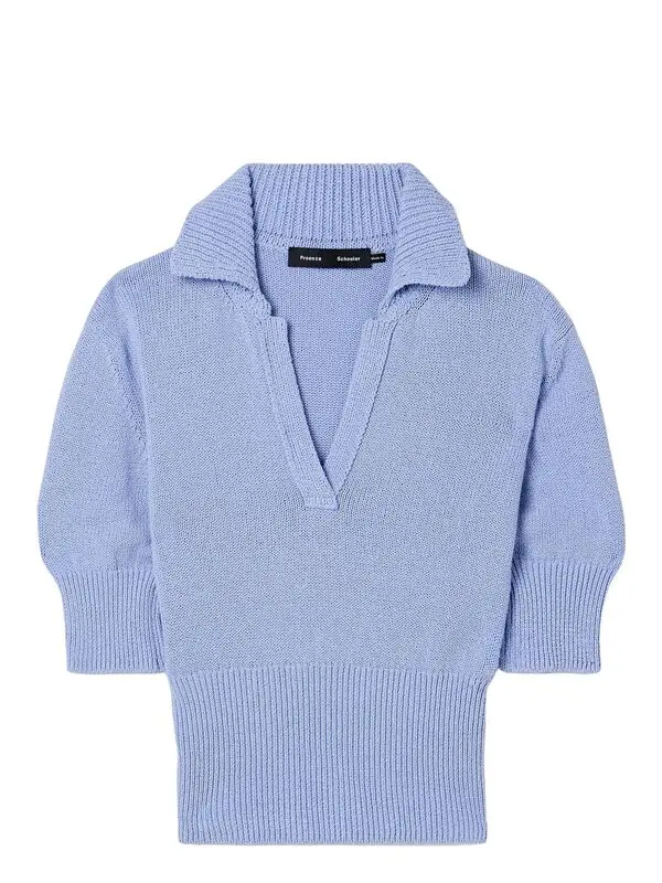 Proenza Schouler Reeve Cotton-blend Polo Sweater - Blue