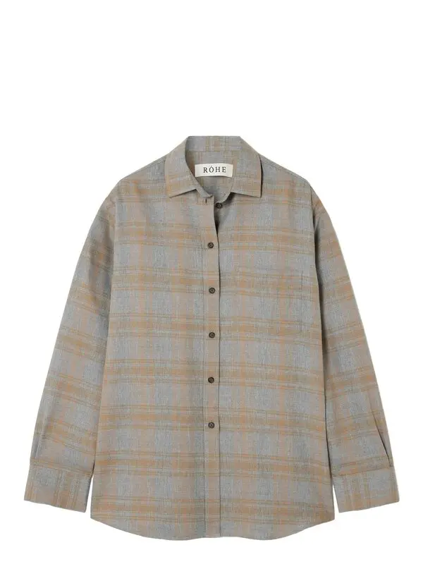 RÓHE Checked Twill Shirt - Blue