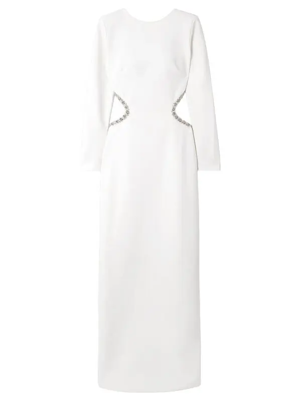 Sabina Bilenko Heliconia Crystal-embellished Crepe Gown - White