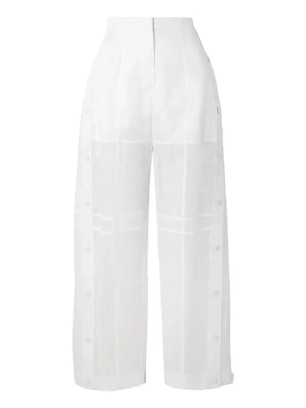 JIL SANDER Paneled Cotton-voile Wide-leg Pants - White