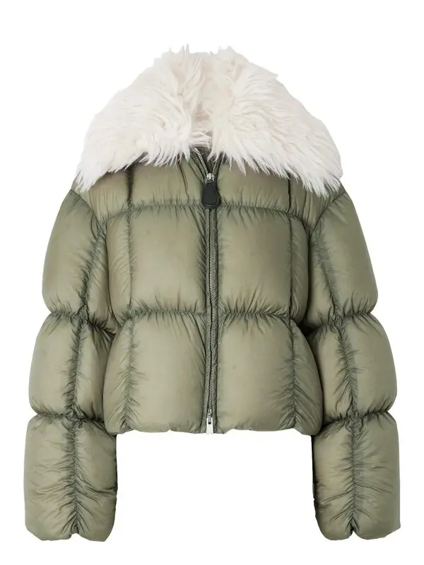 JIL SANDER Plush-trimmed Padded Quilted Jacket - Green