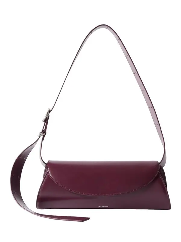 JIL SANDER Cannolo Small Leather Shoulder Bag - Burgundy