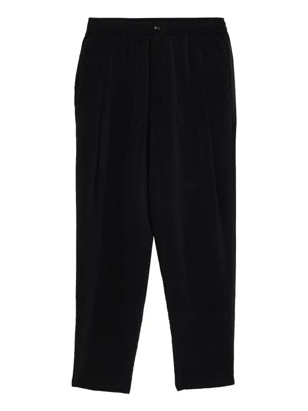 Giorgio Armani Cupro Blend Drawstring Trousers - Black