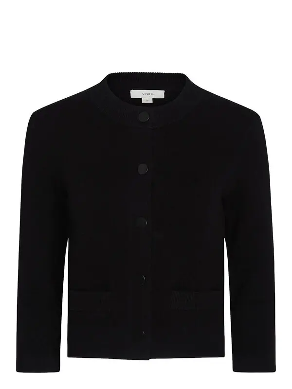 Vince Wool And Cashmere Shrunken Snap Cardigan - Black