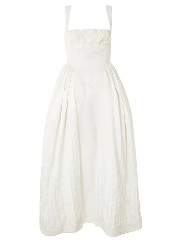 CLIO PEPPIATT Sunbeam Paneled Embellished Taffeta Gown - Neutrals