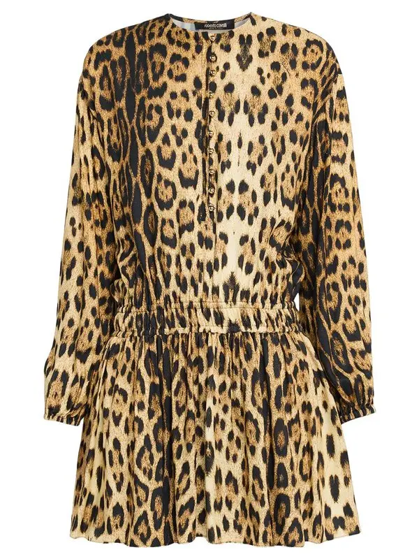 Roberto Cavalli Leopard-print Mini Dress - Naturale