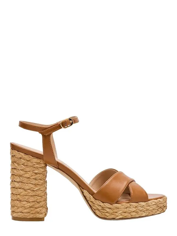 STUART WEITZMAN Dayna Leather Crisscross Platform Sandals - Macchiato/natural