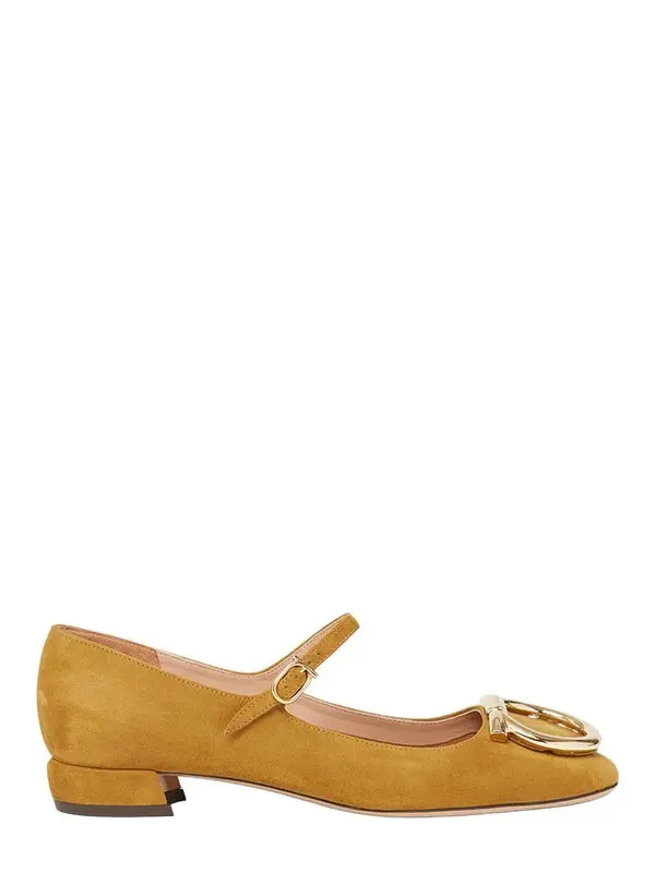 FERRAGAMO Marry Suede Gancini Ballerina Flats - Ginger