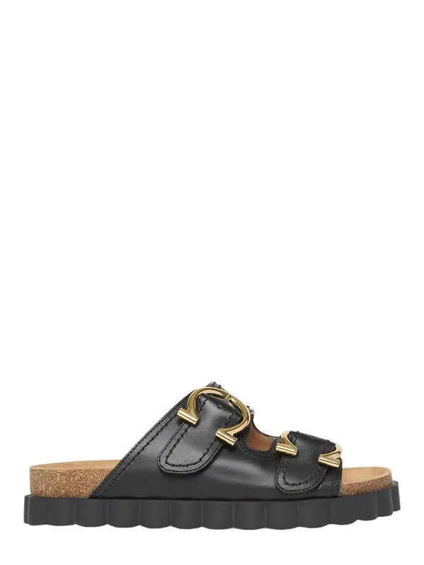 FERRAGAMO Kapalua Gancini Buckle Slide Sandals - Black