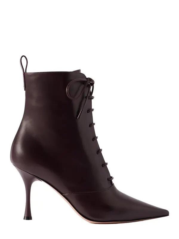 GIANVITO ROSSI Vitello 85 Leather Ankle Boots - Burgundy