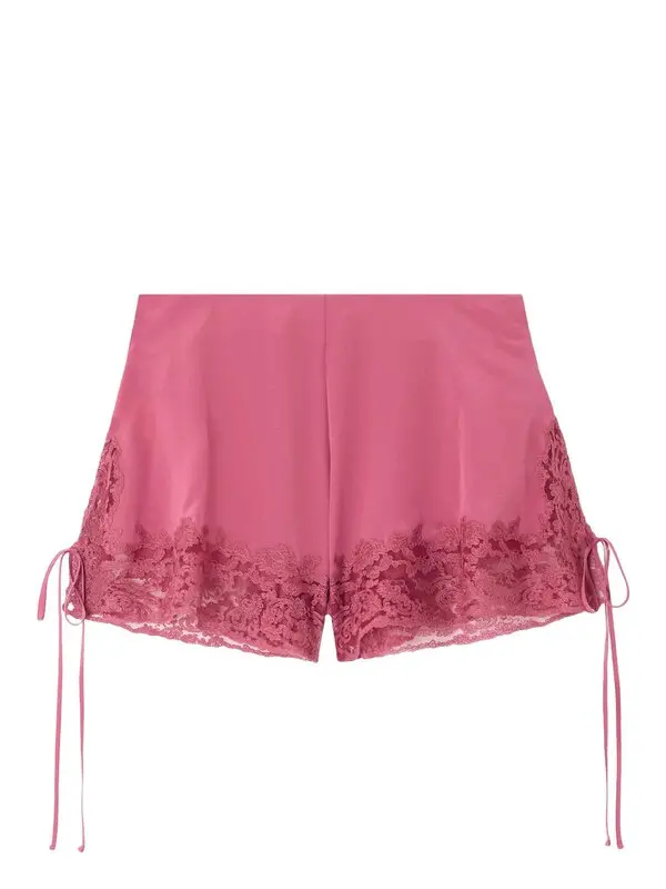 Chloé Lace-trimmed Organic Silk Crepe De Chine Shorts - Pink