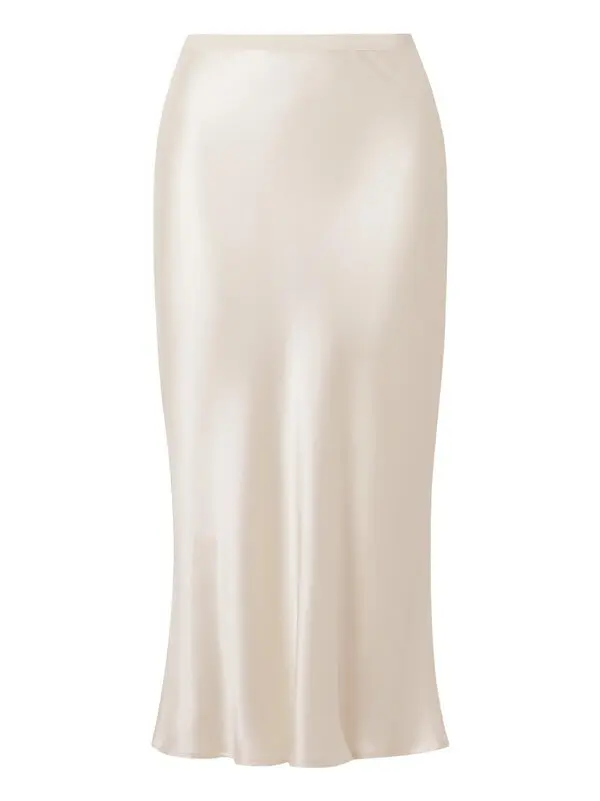ANINE BING Bar Silk-satin Midi Skirt - Off-white