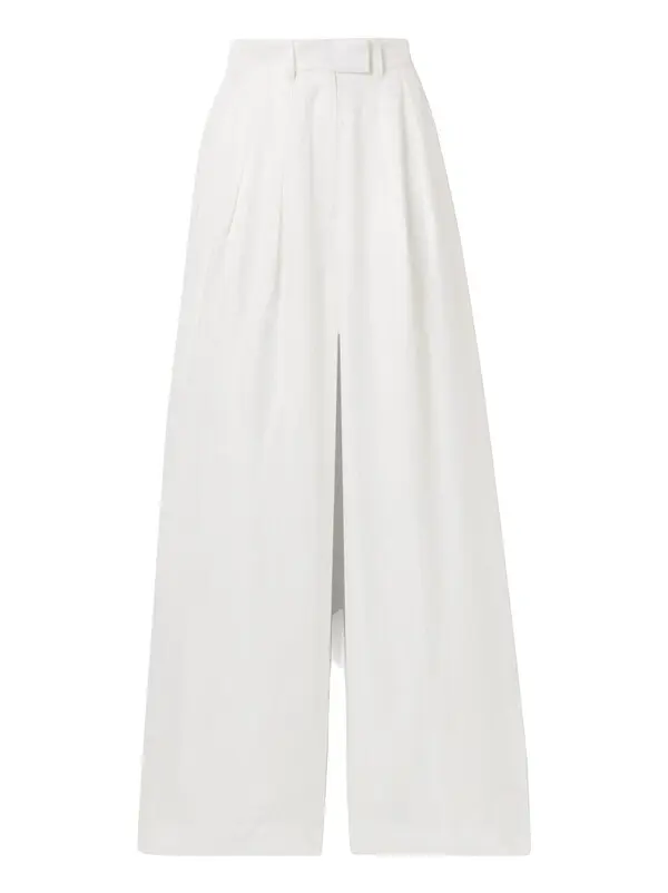 ANINE BING Lou Pleated Woven Wide-leg Pants - Neutrals