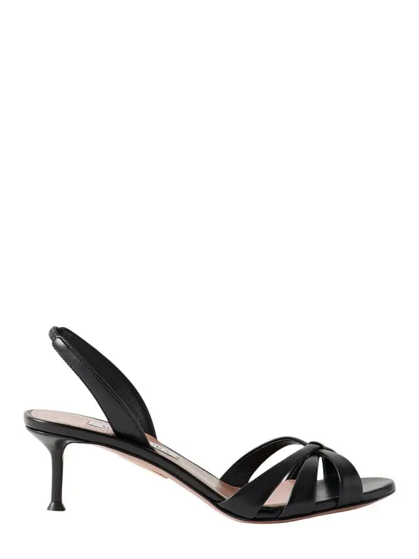 AQUAZZURA Tati 50 Leather Slingback Sandals - Black