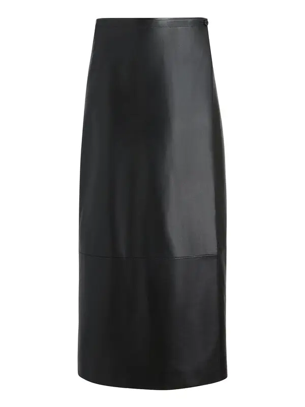 Khaite Quinn Leather Skirt - Black