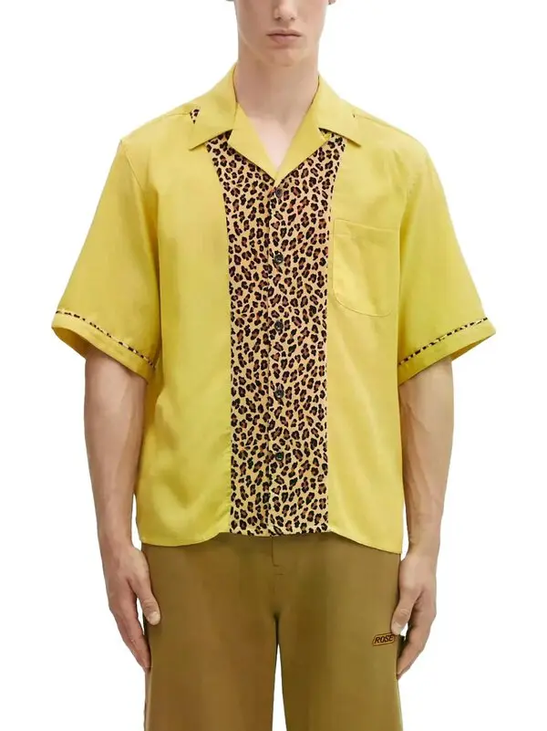WACKO MARIA Leopard-print Panel Shirt - Yellow