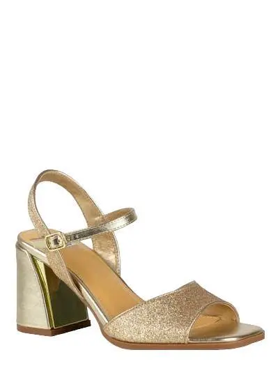 NINETY UNION Block Heel Metallic Sandal - Gold
