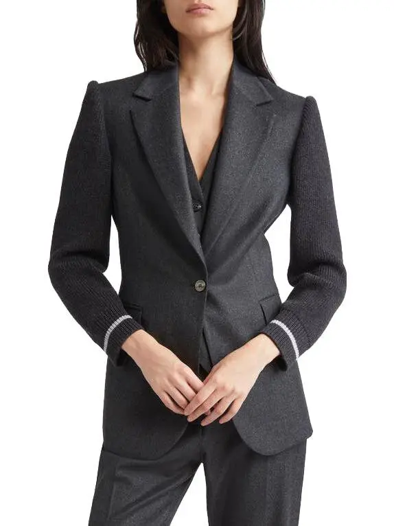 Eleventy Wool Blend Knit Blazer - 168 Carbon