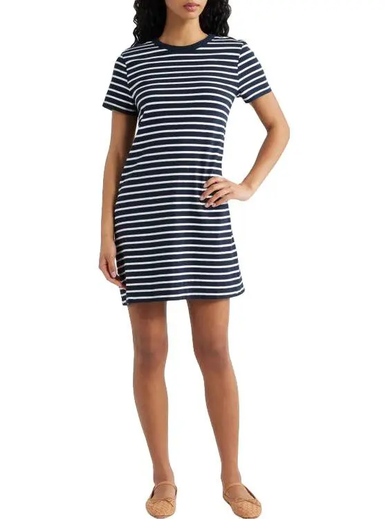 Madewell Stripe T-shirt Minidress - Dark Navy White