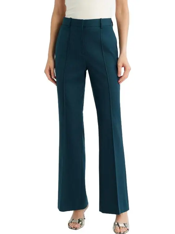 REISS Wide Leg Wool Blend Pants - Green