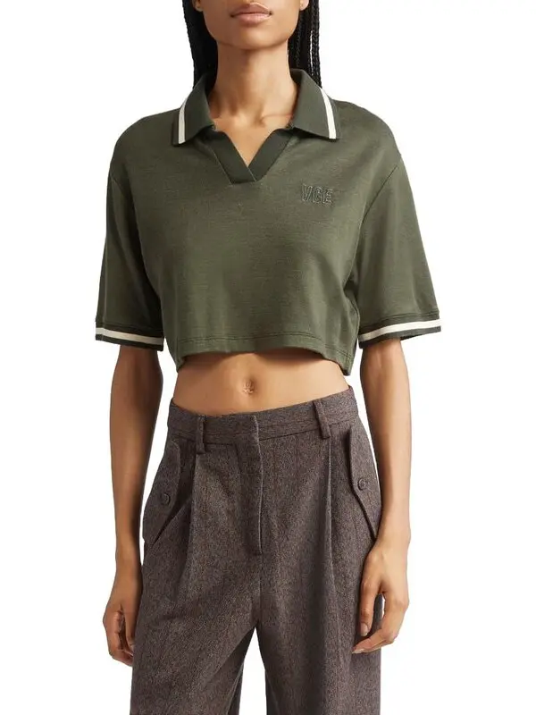 GOLDEN GOOSE Journey Crop Jersey Polo - Grape Leaf
