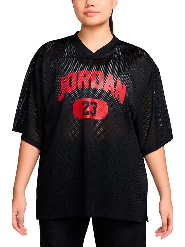 JORDAN Brooklyn Oversize Jersey - Black/gym Red