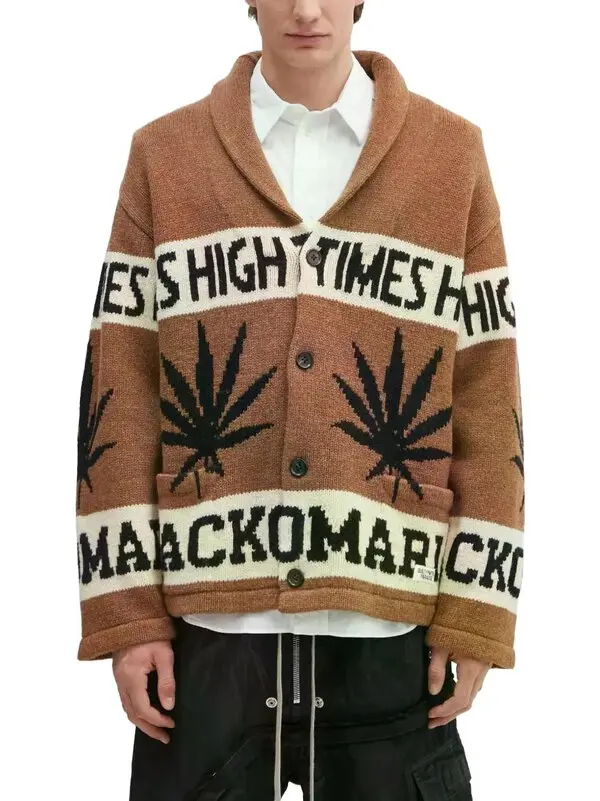 WACKO MARIA Intarsia-knit Cardigan - Brown