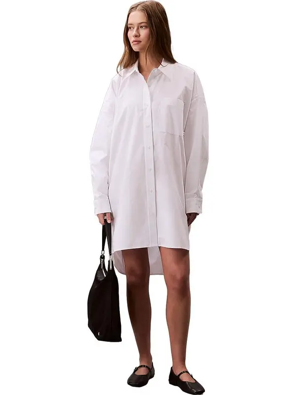 Calvin Klein Cotton Shirt Dress - Brilliant White